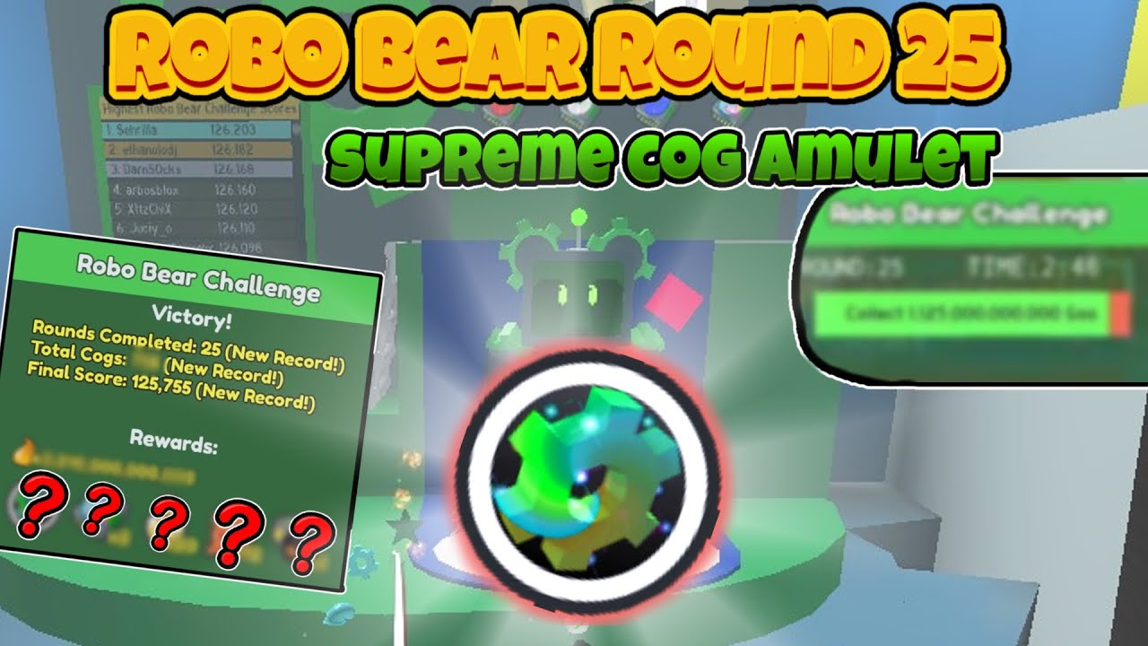 Robo Bear Challenge Round 25 *SUPREME* Cog Amulet | Bee Swarm Simulator ...