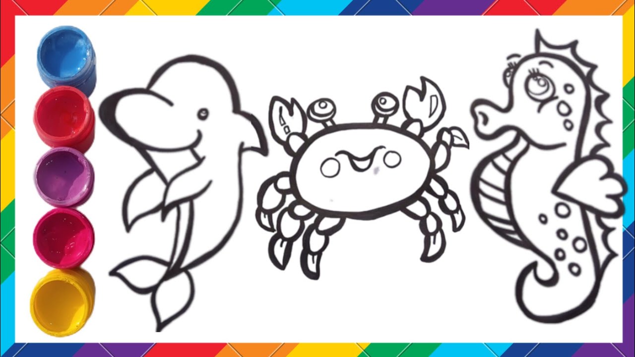 Easy SEA CREATURES drawing and painting |Step by step King Crab ...