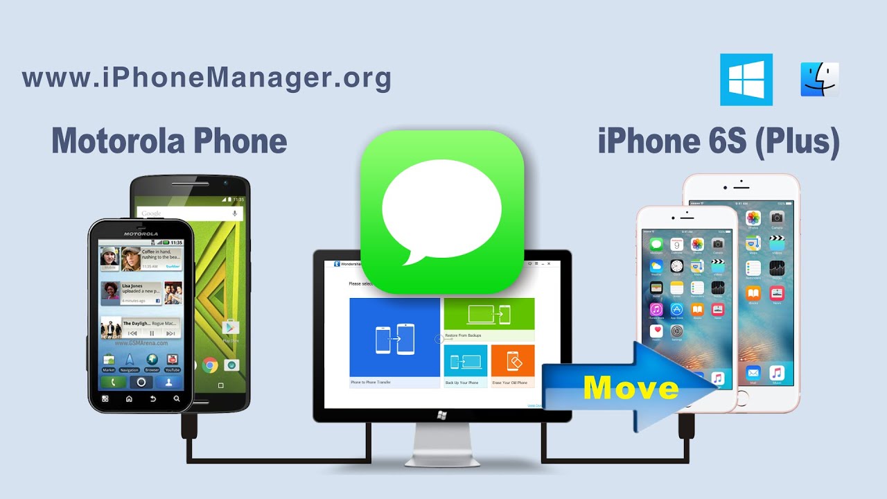 How to Transfer SMS Text Messages from Motorola Phone to iPhone 6S / 6S ...