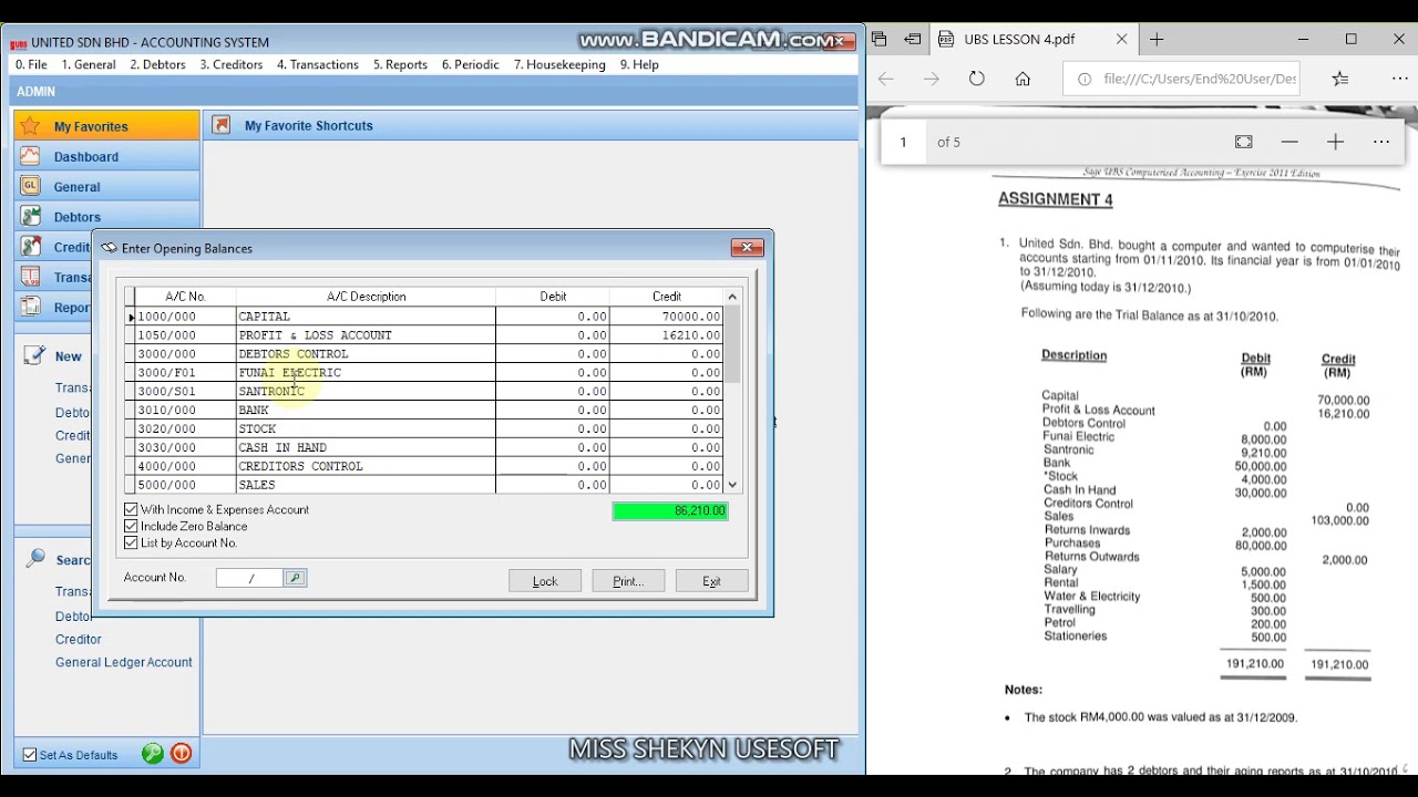 4. UBS LESSON 4 - Enter Opening Balances - YouTube