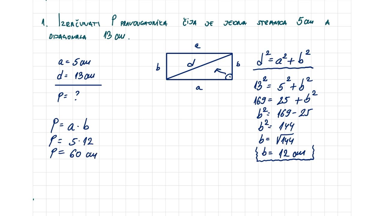 Primena pitagorine teoreme na pravougaonik - YouTube