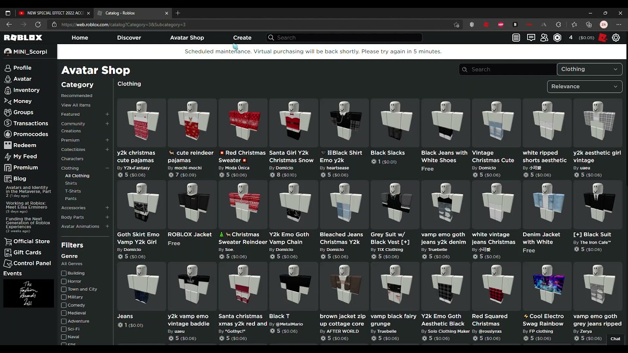 The avatar shop was down for 5 minutes.... - YouTube