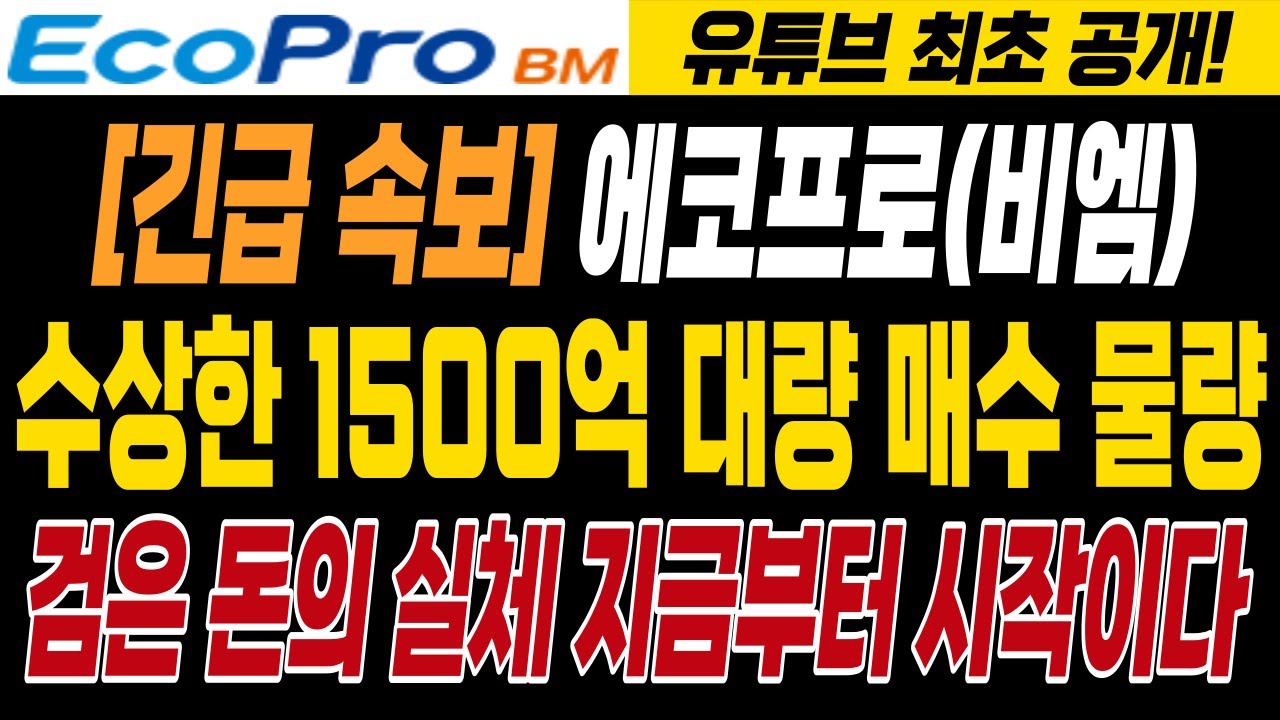 긴급 속보 에코프로 에코프로비엠 수상한 1500억 대량 매수와 의도적인 주가 상승 검은 돈의 실체 지금부터 시작이다 2차전지 상승과 하락은 결국 이 것에 의해