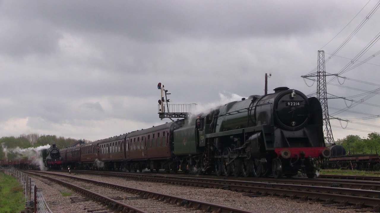 BR Class 9F No.92214 'Leicester City' southbound at Swithland [GCR 2017 ...