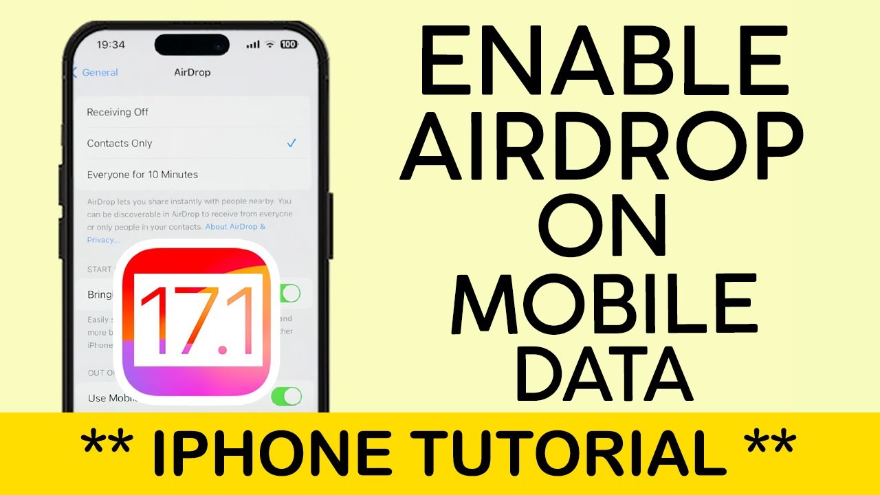 How to Enable Airdrop Mobile Data Transfer on iPhone iOS 17.1 (2023 ...