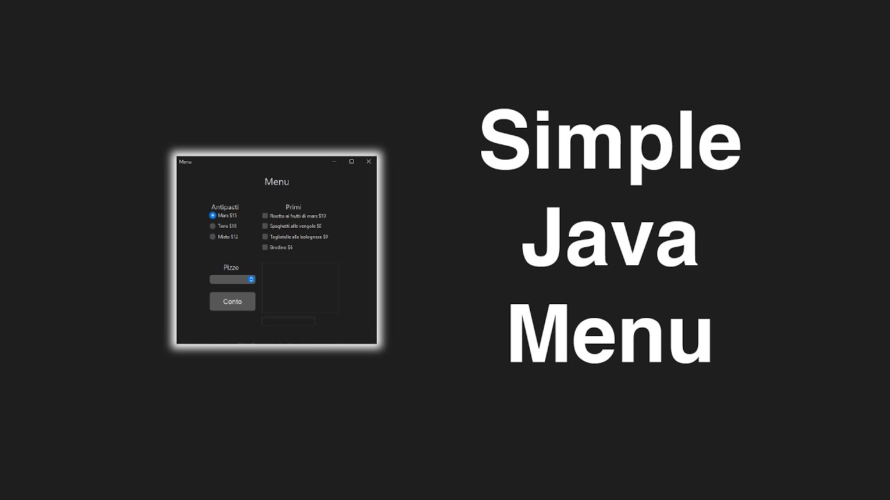 Menu con interfaccia grafica in java - YouTube