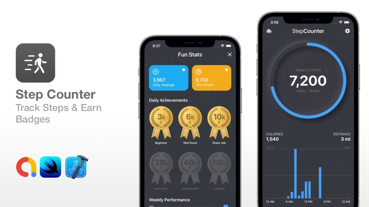 Step Counter Full Swiftui Ios Source Code App Template Track Your Daily Steps And Earn Badges 8531