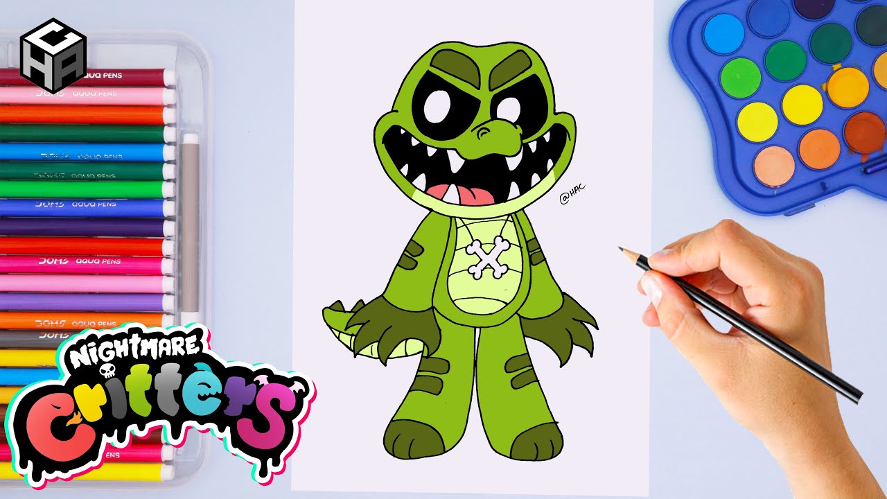 How to draw Allister Gator | Step by step - Nightmare Critters | Poppy ...