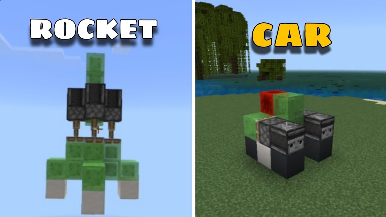 2 vehicle redstone builds in minecraft bedrock! (rocket,car) #viral # ...