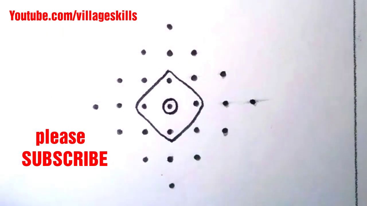 village skills rangoli ideas || 2 freehand dots rangoli | melikala ...