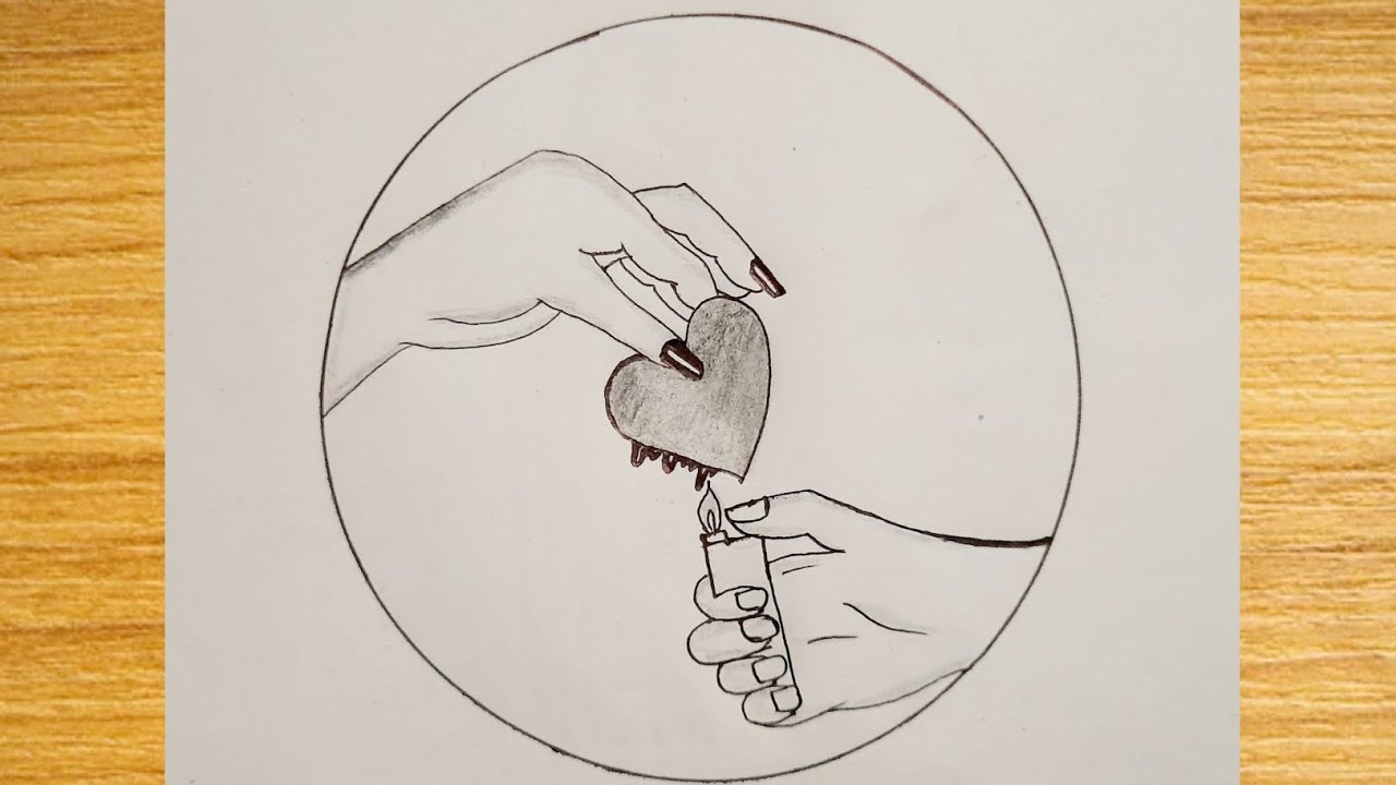 How to draw a Hand with Heart pencil sketch|| Broken Heart|| Easy ...