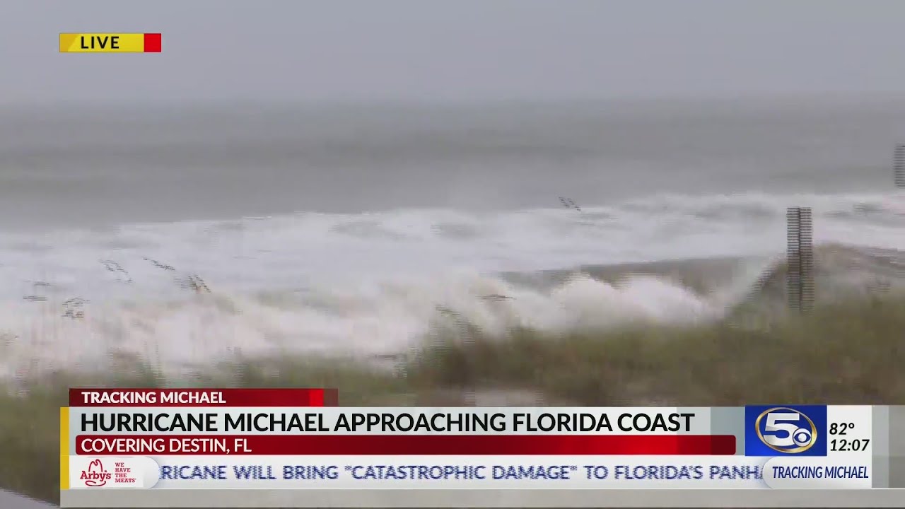 Huge waves, wind beating Destin - YouTube