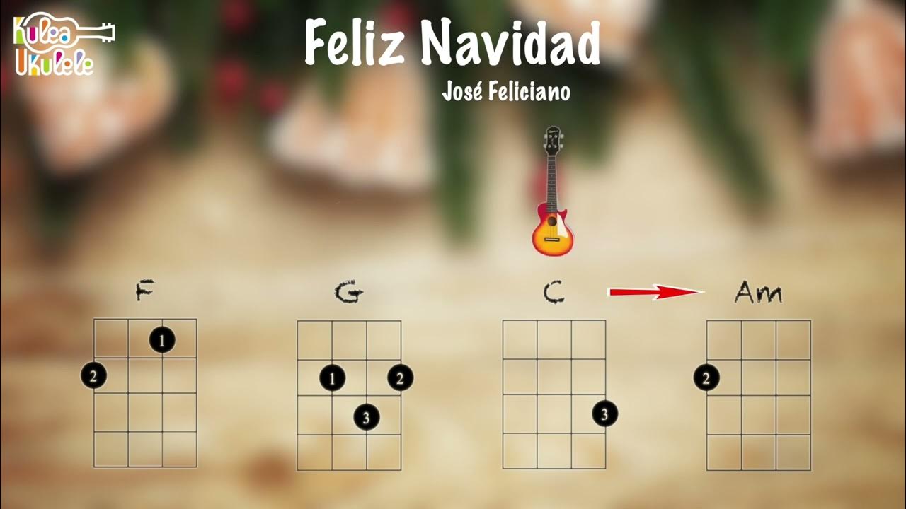 Feliz Navidad - Christmas Ukulele play along Very Easy (C, F, G, and Am ...
