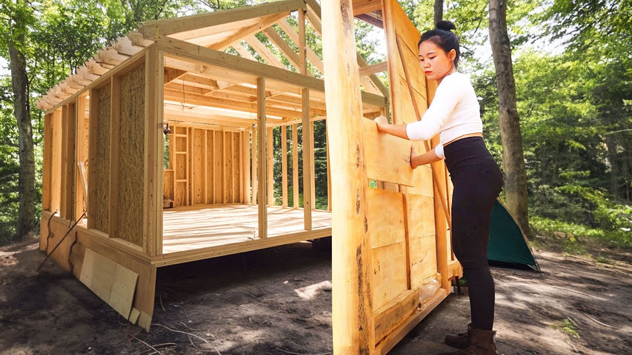 Girl Builds Home | How to Complete a Modern Wooden House to Live In ...