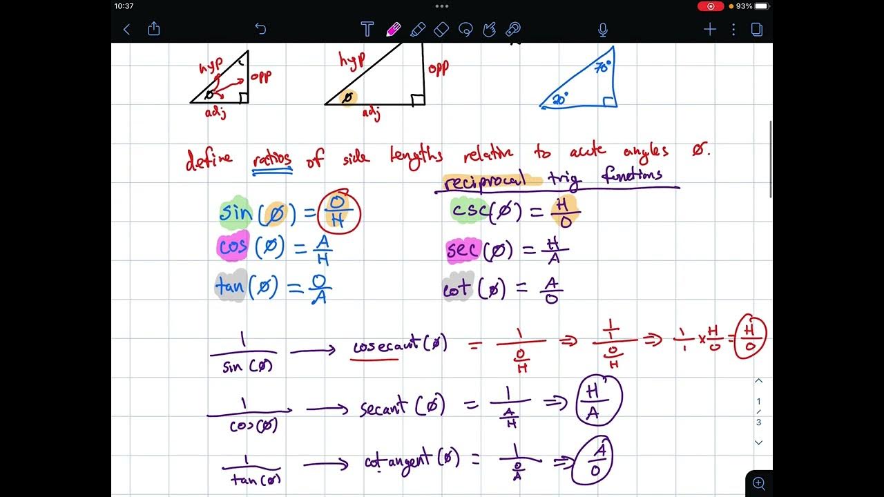 Precalc 2.3- Right Triangle Trig, Similarity, SRT - YouTube