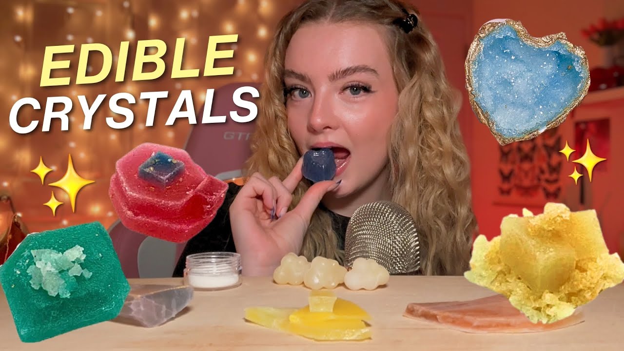 ASMR eating edible CRYSTAL CANDY mukbang with crunchy eating sounds ...