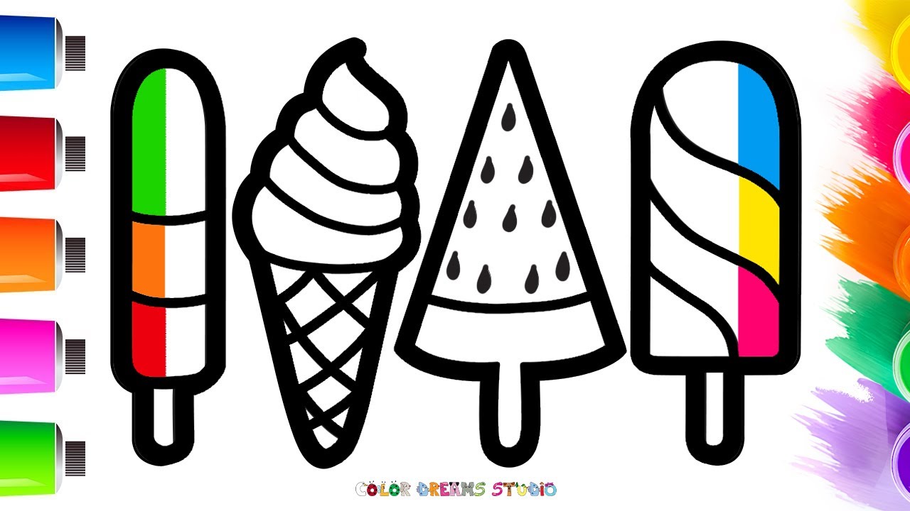 🍦How to Draw Soft Ice Cream, Watermelon Ice Cream & Popsicle | Step By ...