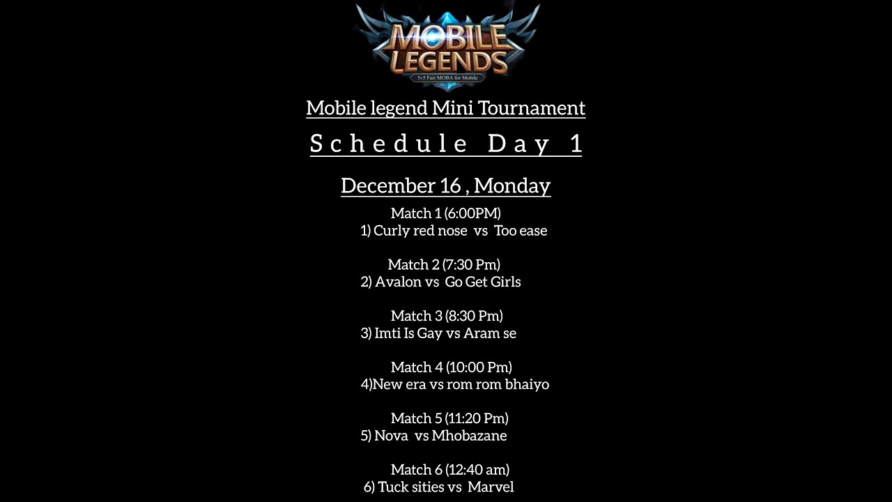 Mobile legend Bang Bang Mini Tournament - YouTube