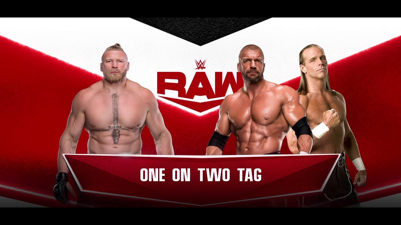 WWE 1 on 2 Handicap Match Brock Lesnar vs HHH & Shawn Michaels - YouTube