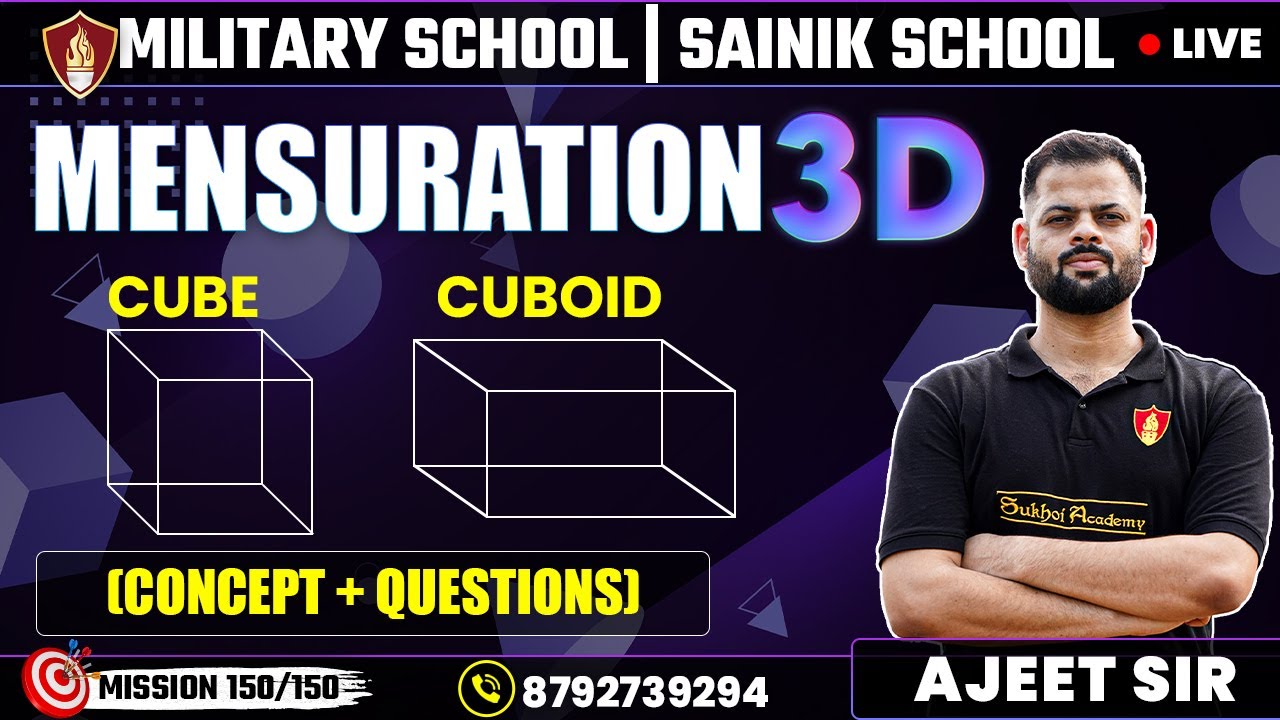 Mensuration 3D (Cube and Cuboid) Military School Class 6 | Sainik ...