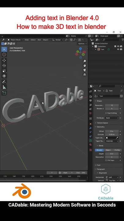 Adding text in blender 4.0 | How to make 3D text in blender ...