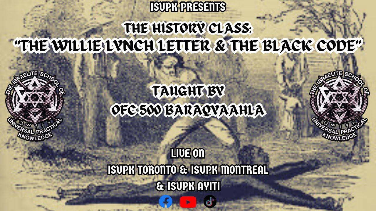 HISTORY CLASS: THE WILLIE LYNCH LETTER & THE BLACK CODE #HISTORY #WILLIELYNCH #SLAVERY # ...