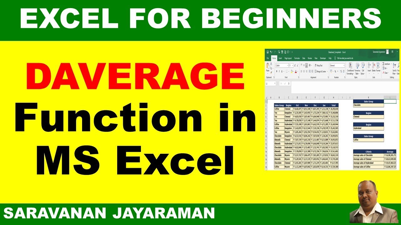 DAVERAGE Function in Excel | How to use DAVERAGE | #excel - YouTube