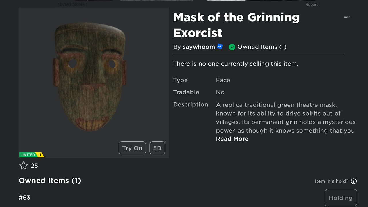 Sniping Mask of the Grinning Exorcist On Mobile On Roblox (Best Stock ...