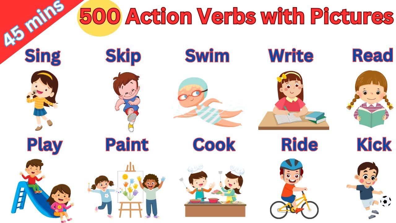 500 Action Verbs | English Vocabulary | #kidslearning # ...