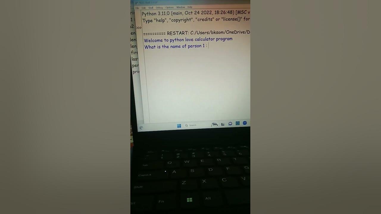 Soulmate Calculator Idle Coding Python Pythonprogram Viral Pythonprograms Youtube