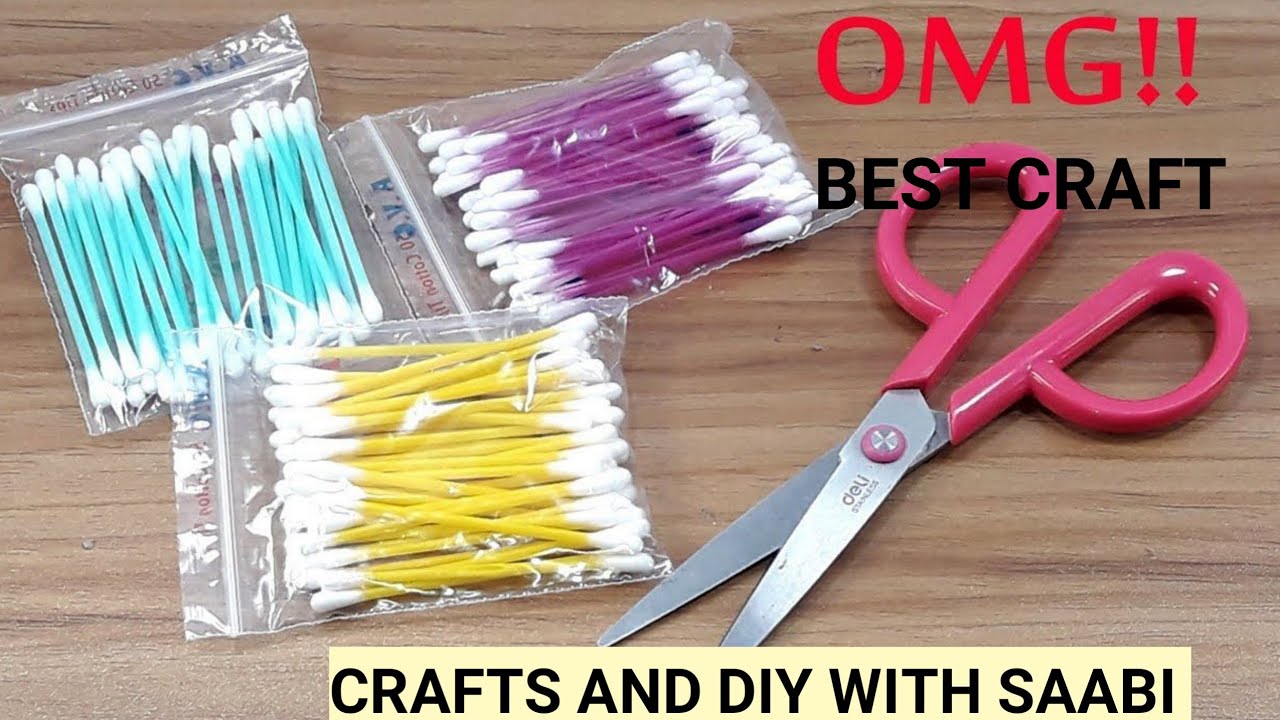 Diy cotton earbuds craft ideas|How to make unique wall hanging with ...