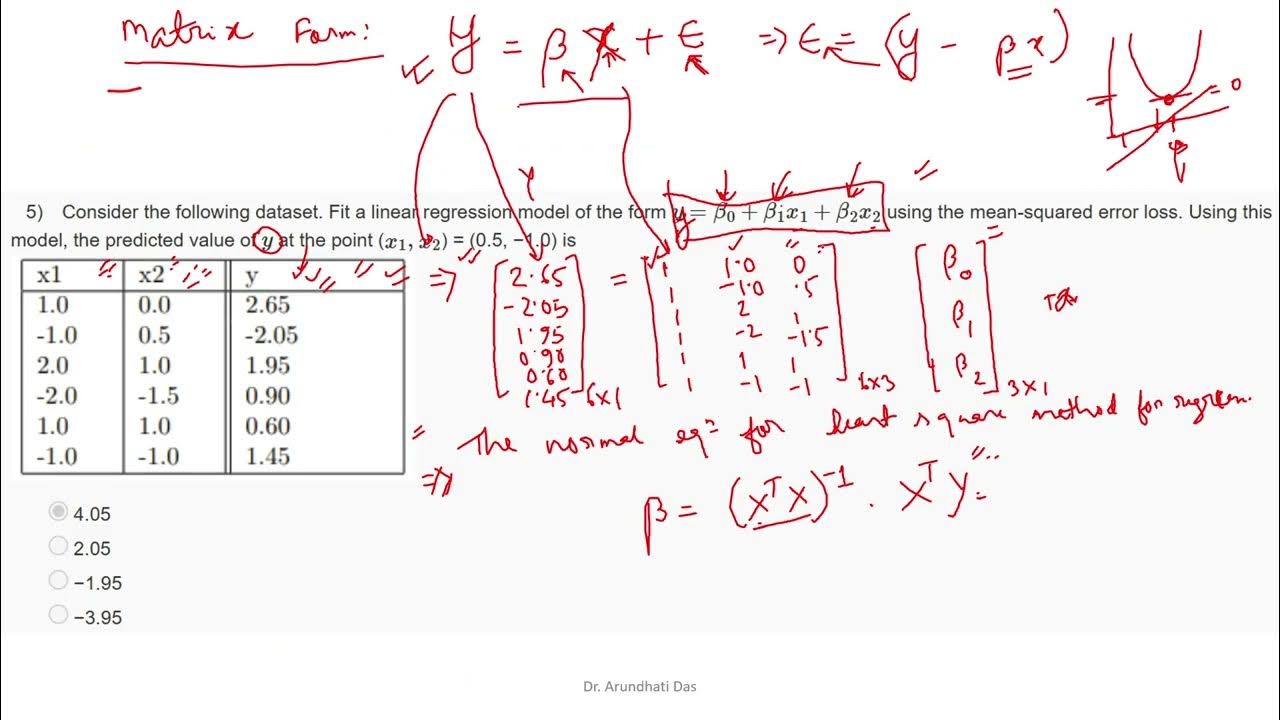NPTEL | Intro to ML | Linear Regression Model | Least Square Method | Week1 Quiz Q5 Ans |Jan ...