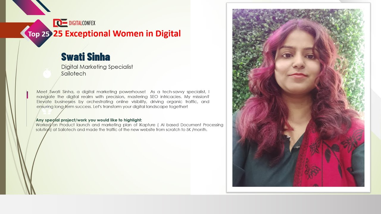 Presented By DIGITALCONFEX | Swati Sinha | Top 25 Exceptional Women in ...