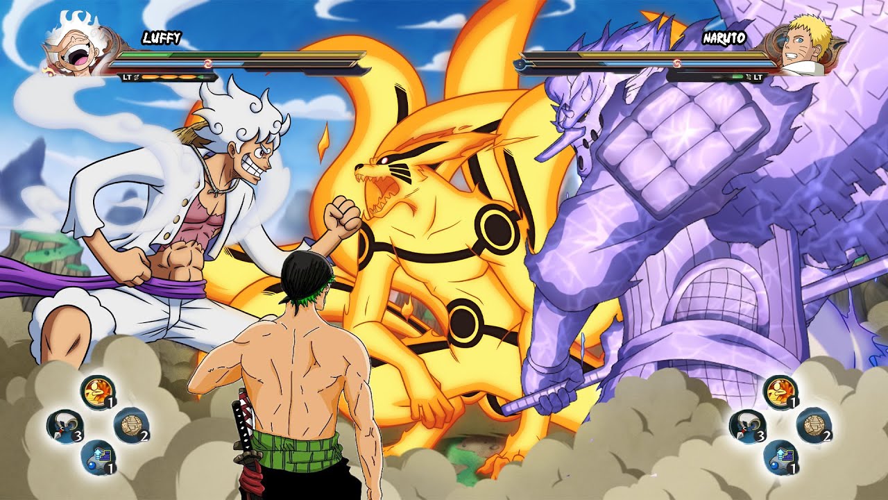NARUTO BARYON & SASUKE VS LUFFY GEAR 5 & ZORO | Naruto Storm 4 MOD ...