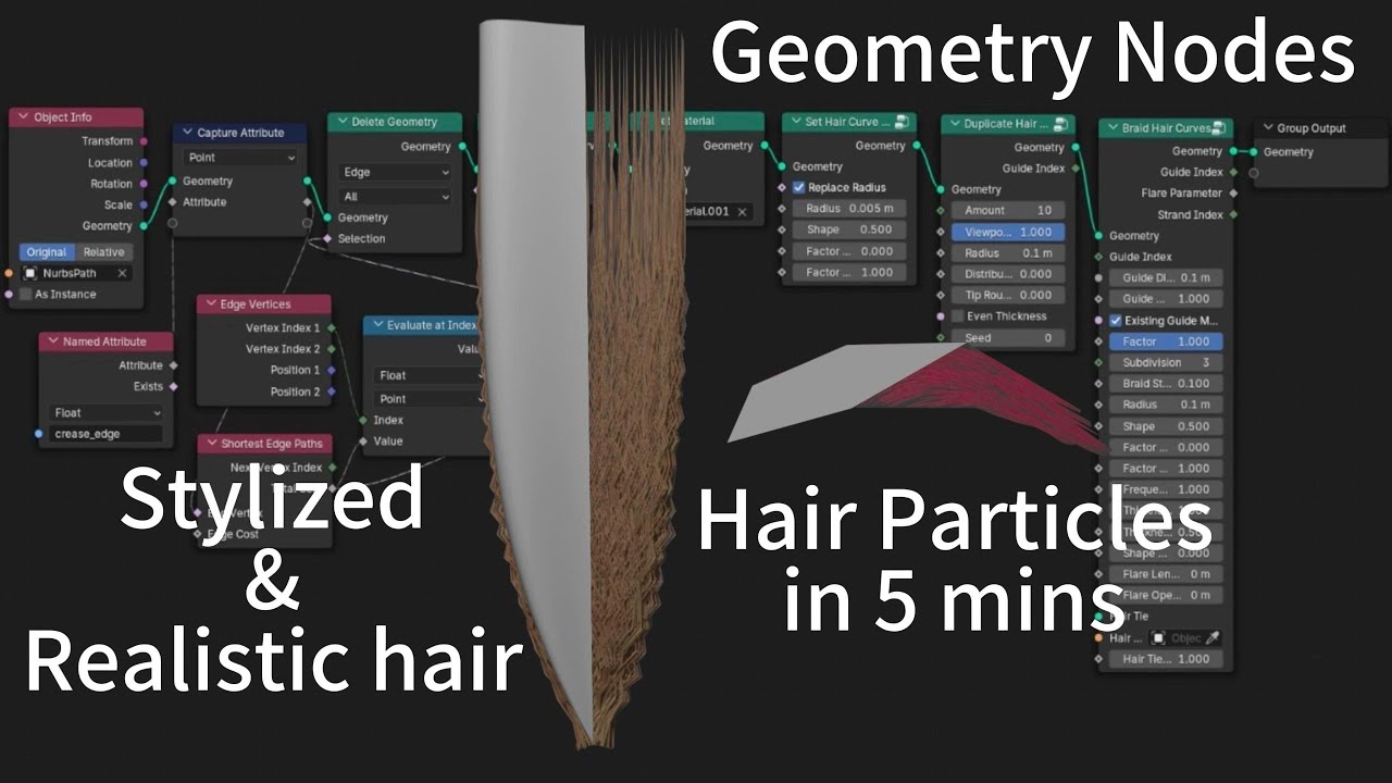 How to make hair from stylized to realistic using geometry node step by ...