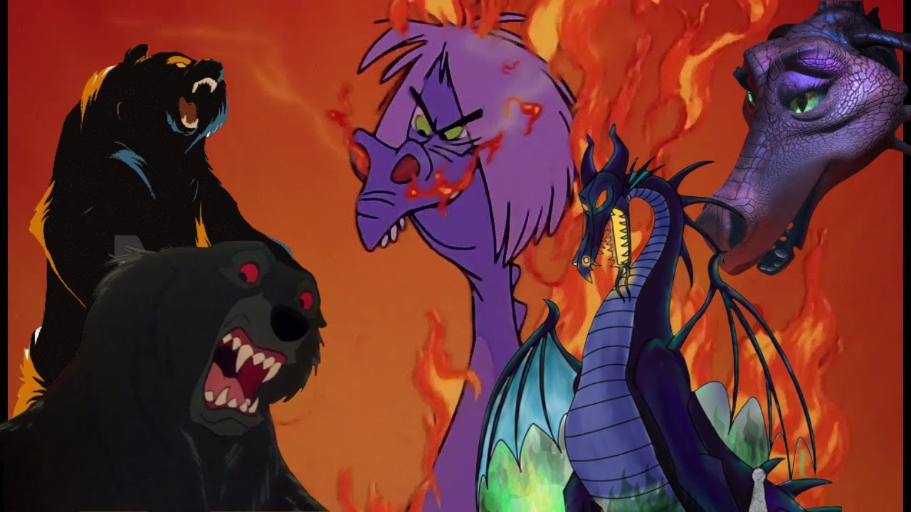 Bear(Balto) and Bear(TFATH) vs Maleficent dragon, Shrek Dragon and Mim ...