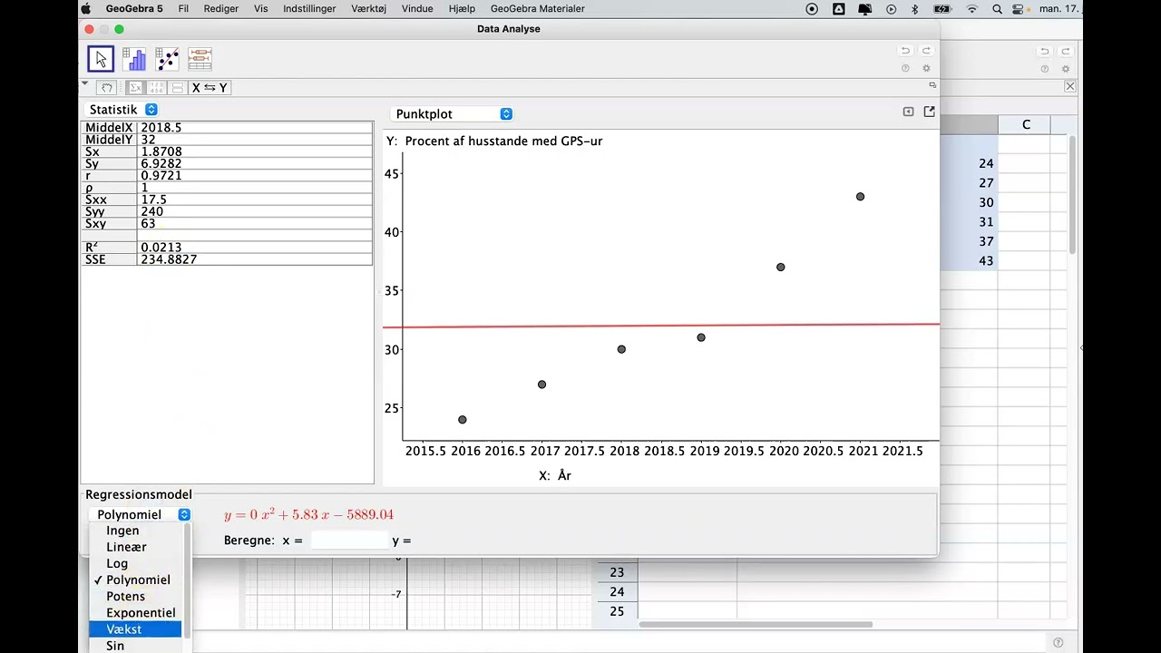 Regressionsanalyse i Geogebra - YouTube