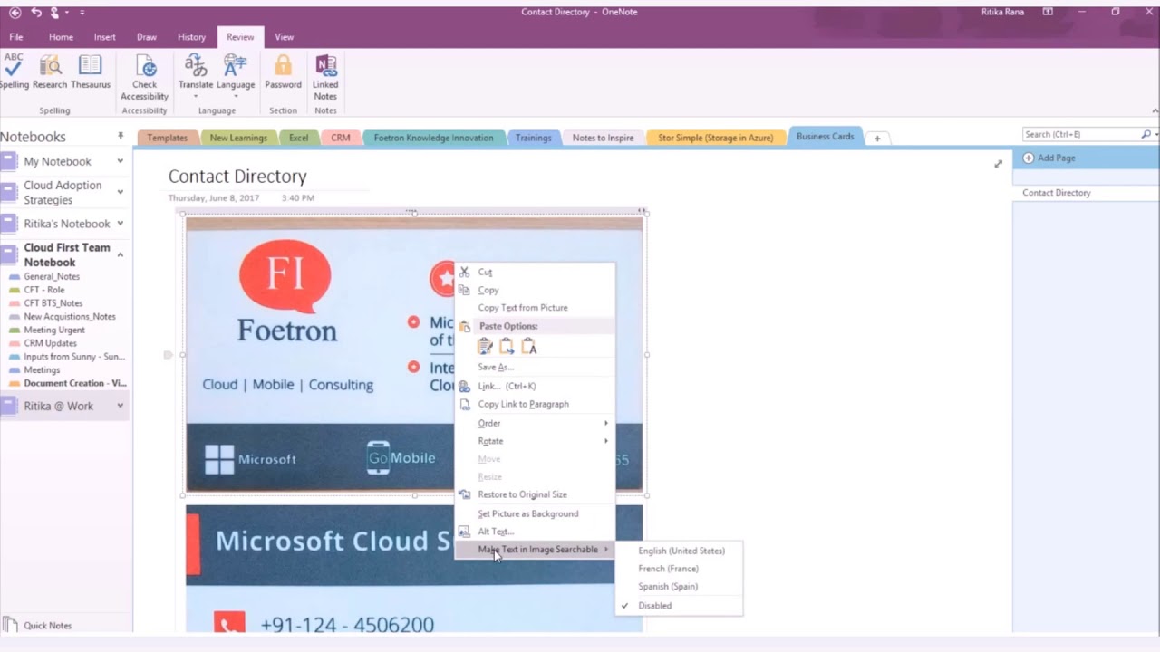 How to make the text from pictures searchable with OneNote 2016? - YouTube