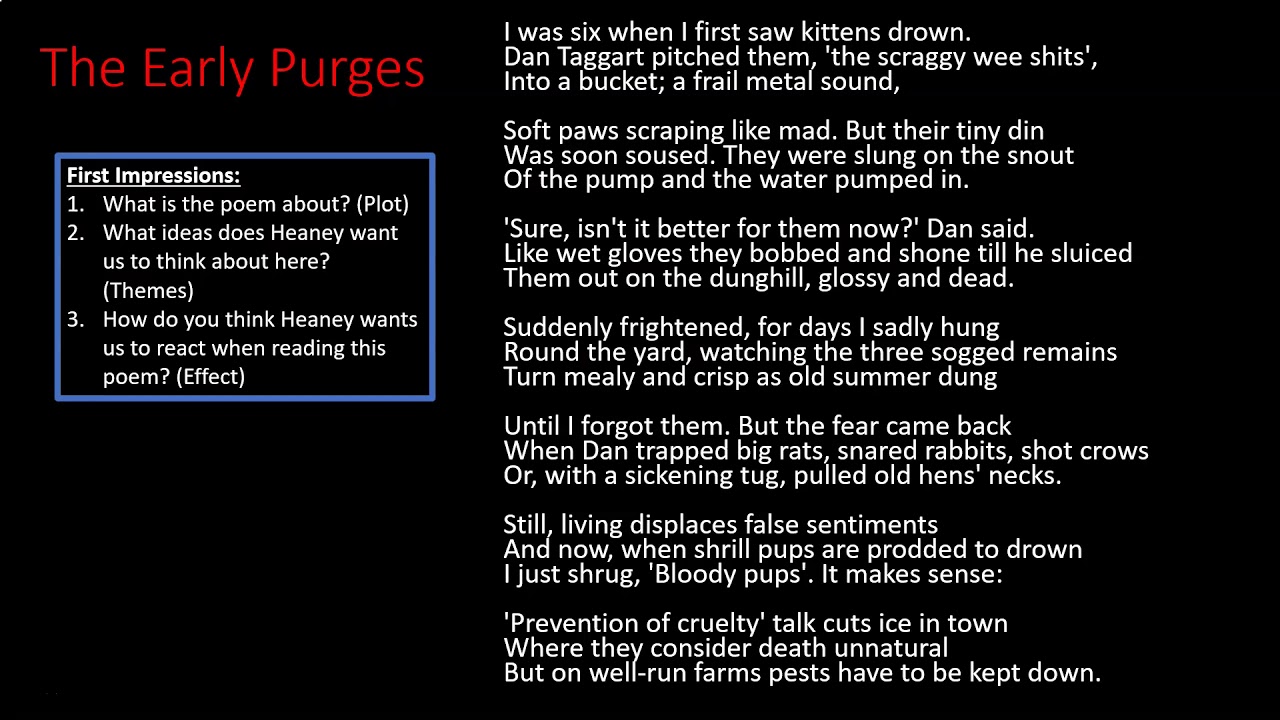 The Early Purges By Seamus Heaney - YouTube