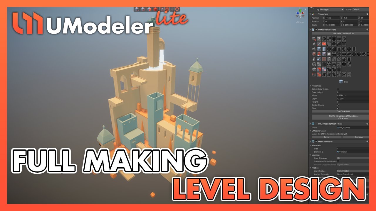 UModeler Lite : Full-Making Video of Level Design in Unity - YouTube