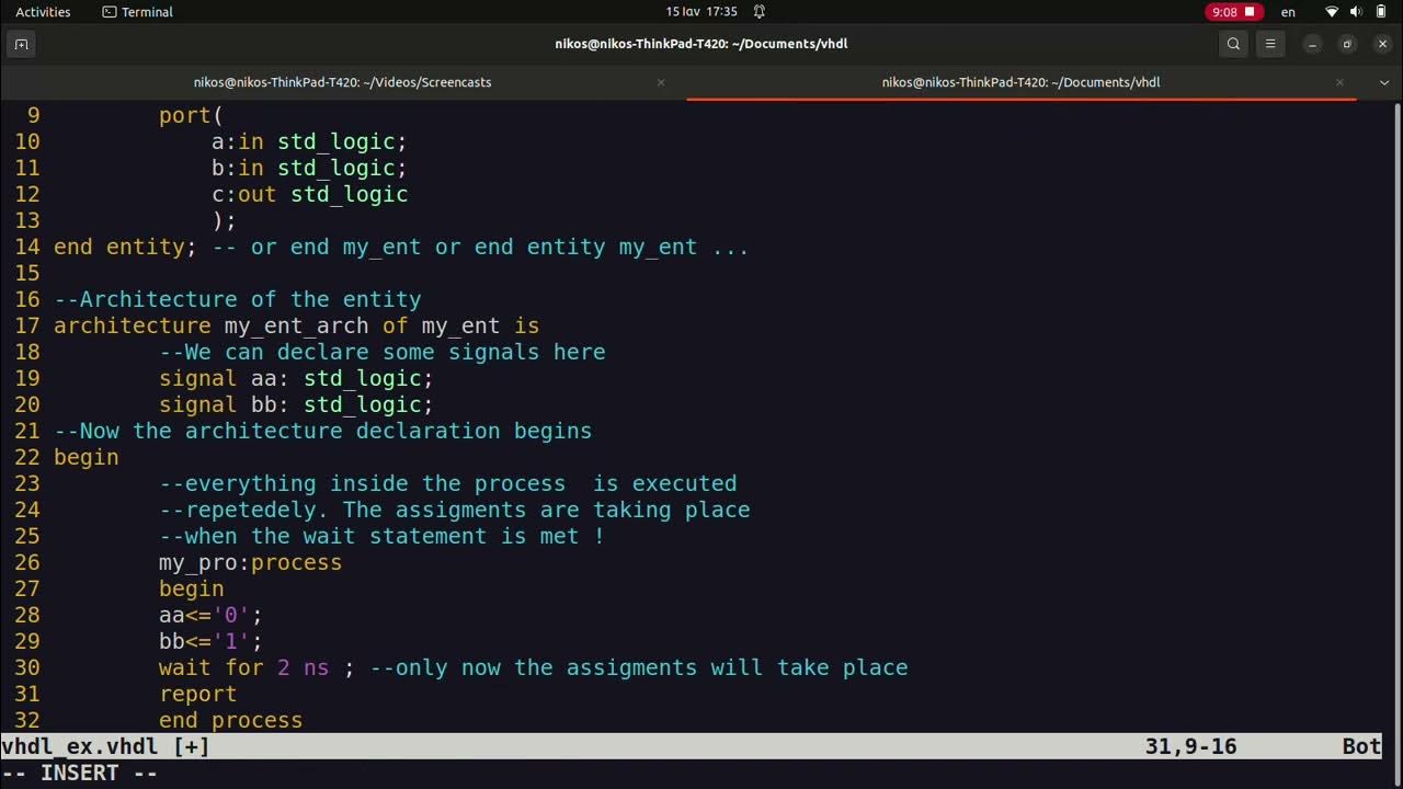 VHDL Simple Example (ghdl) - YouTube