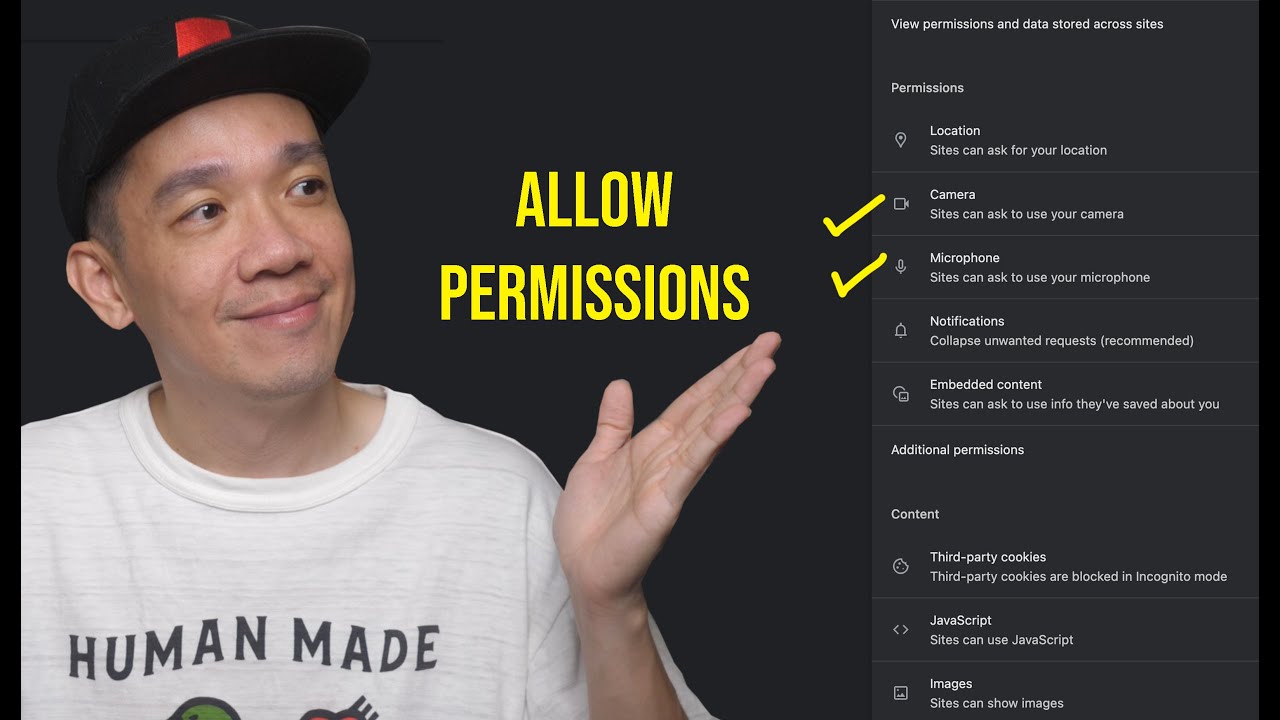 How to allow camera and microphone permissions in Google Chrome - YouTube