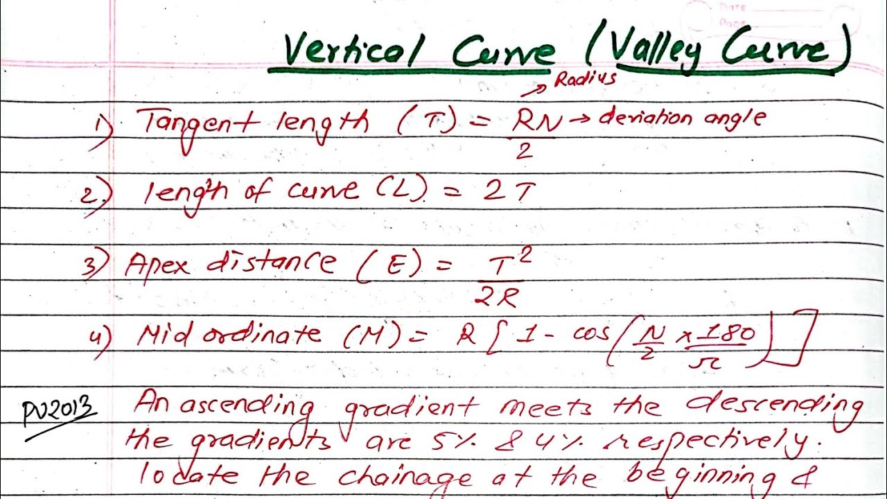 Unit:3 | Geometric Design | Vertical Curve Numerical (Valley Curve ...