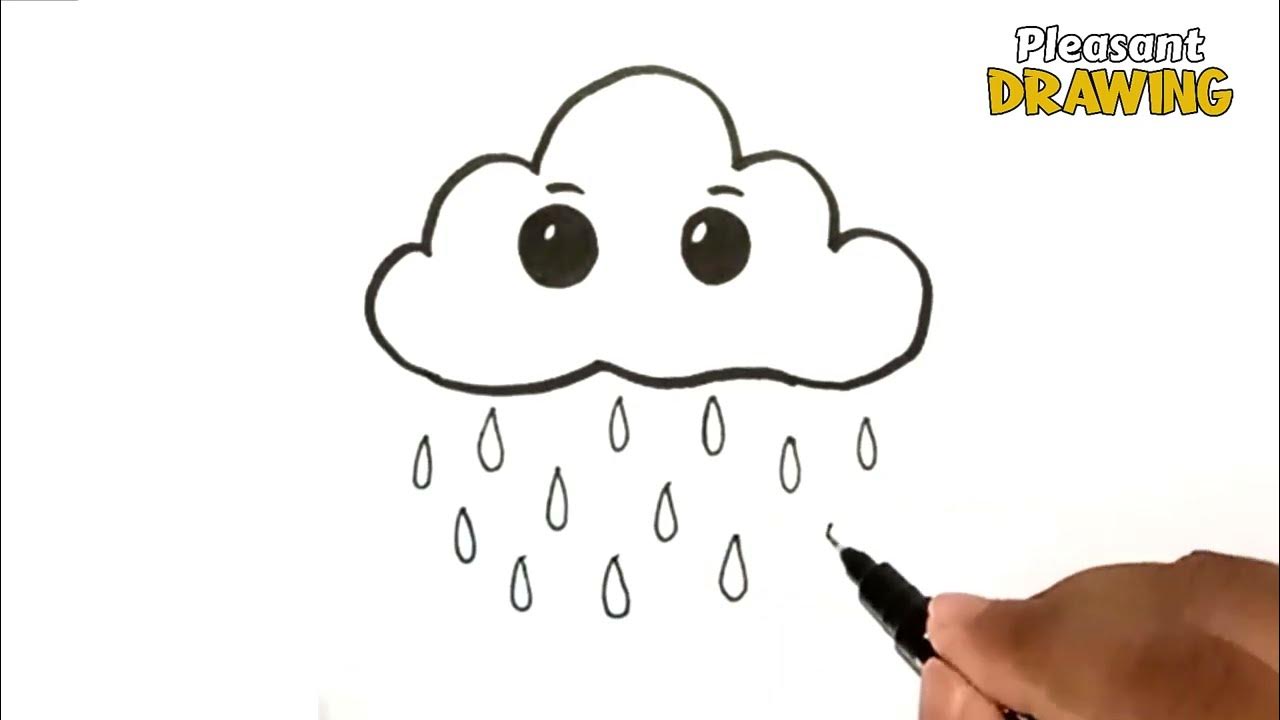 How to Draw Rain Cloud Step by Step | Pleasant Drawing - YouTube