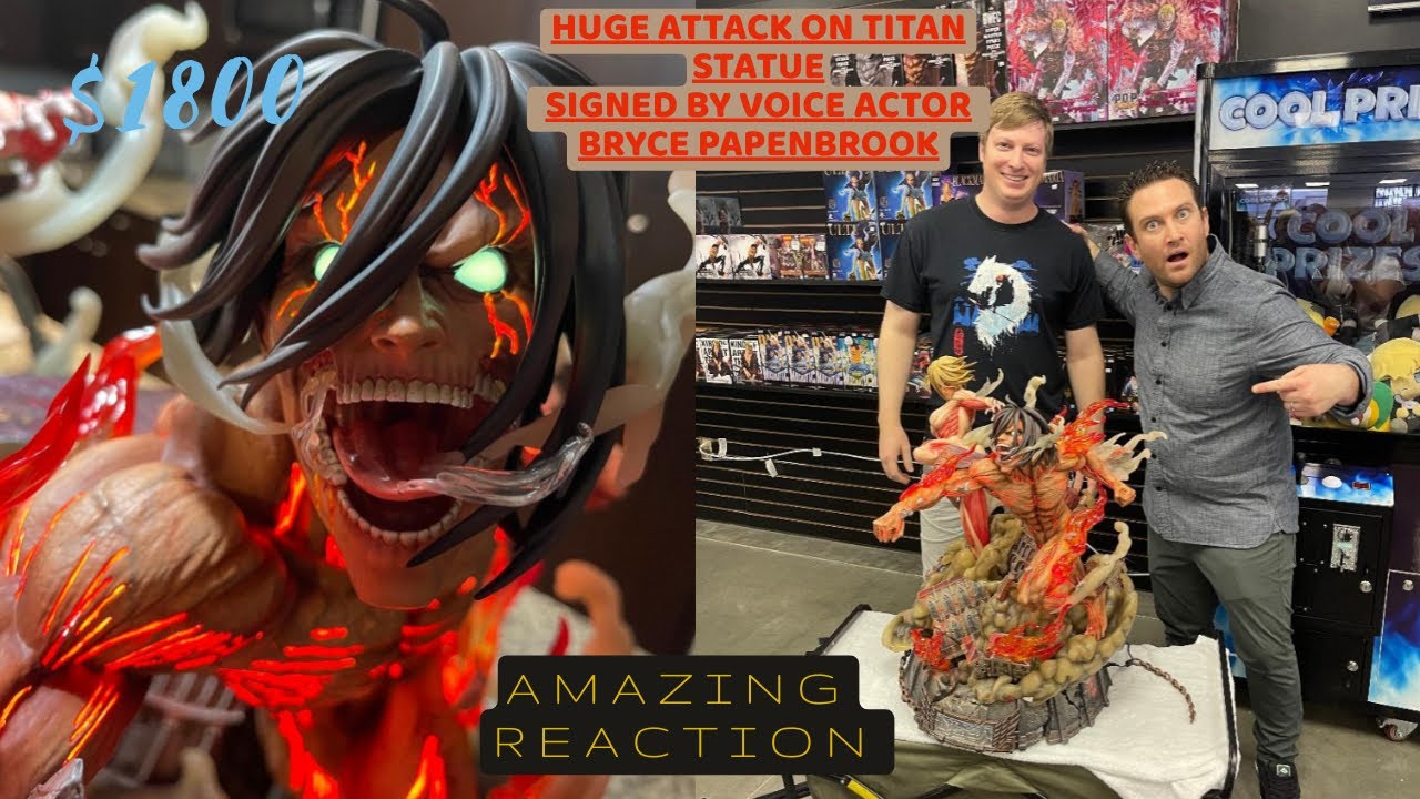 HUGE $1800 Attack on Titan statue signed by voice actor! Bryce ...