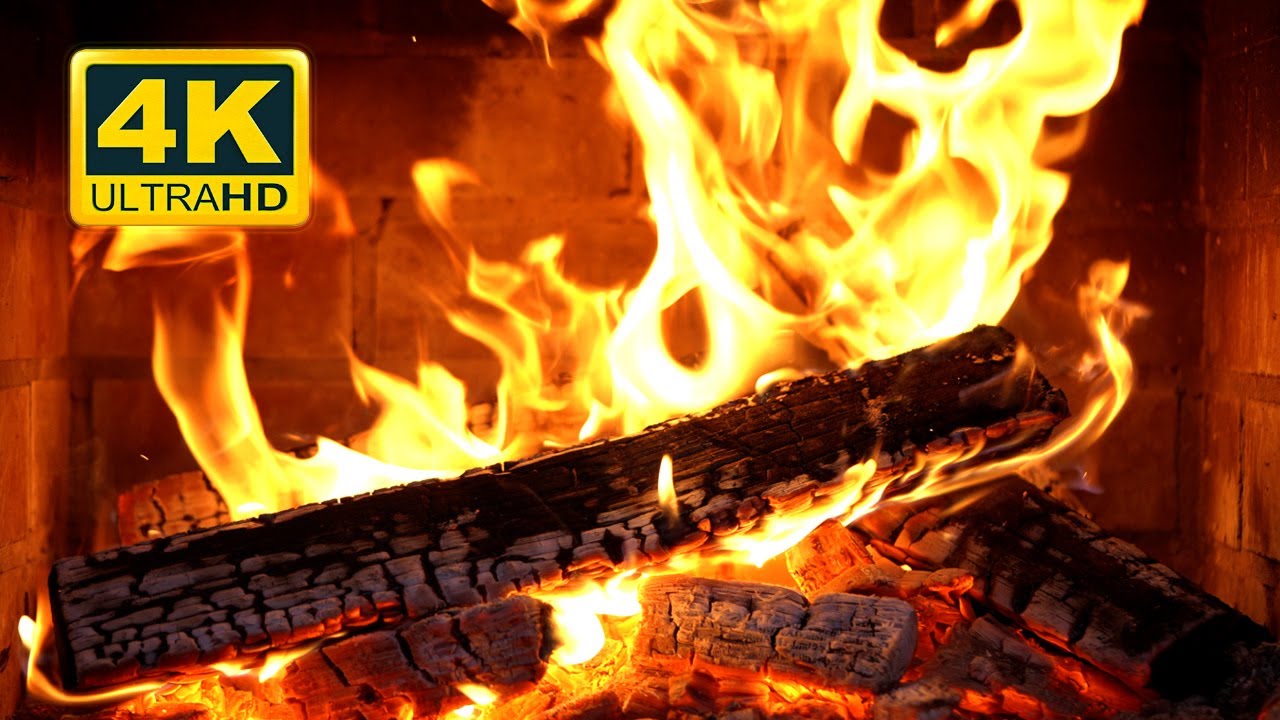 FIREPLACE 4K 🔥 Cozy Fire Ambience (12 HOURS). Fireplace video with ...