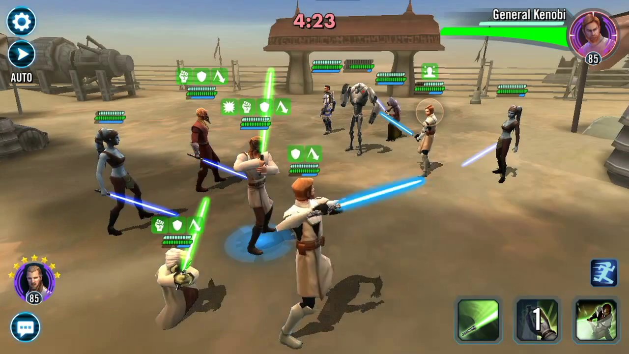 SWGOH Arena QGJ Zeta & GK Jedi vs Bentwookie GK, Zarriss, Fives, Aayla ...