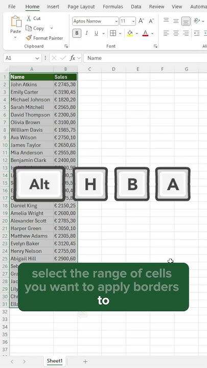 Stop Manually Drawing Borders! Use This Excel Shortcut Instead! - YouTube