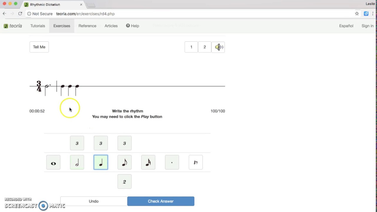 How to do a rhythmic dictation (using teoria.com) - YouTube