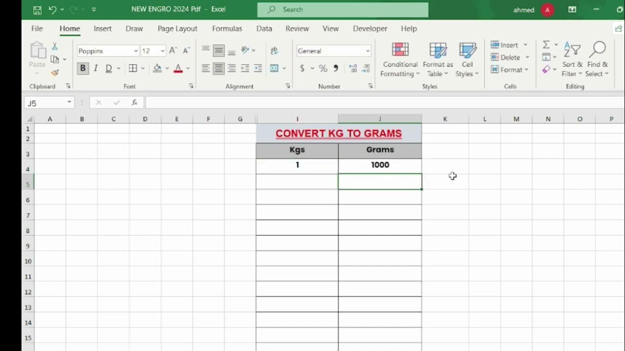 How to Convert Kilogram's to Grams in Excel Easy Way || #exceltips ||2024 - YouTube
